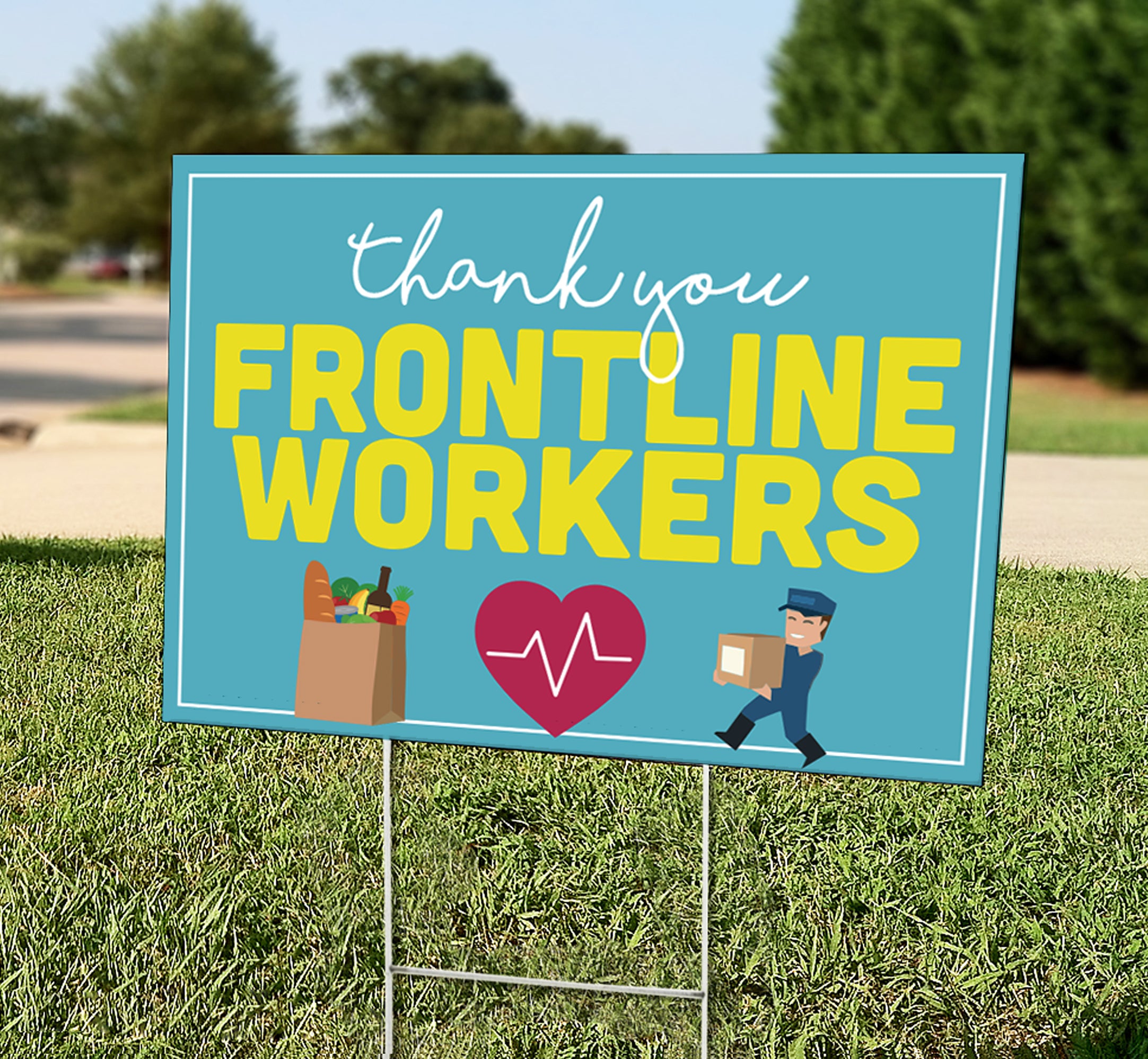 YARD CARD SIGN: "Frontline Workers - Thank You" Lawn Sign – CrowdSigns