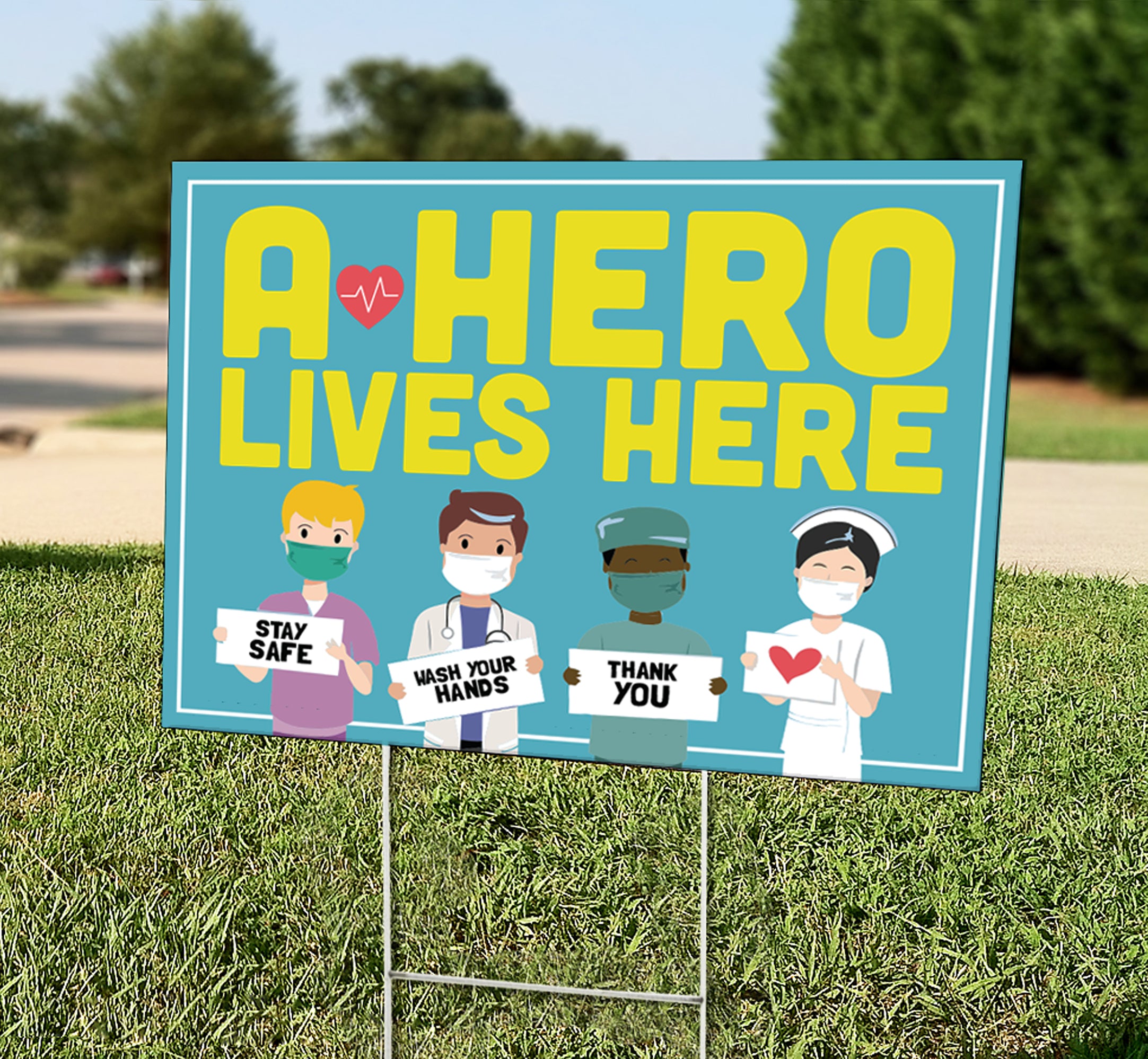 YARD CARD SIGN: "A Hero Lives Here" Yard Sign – CrowdSigns